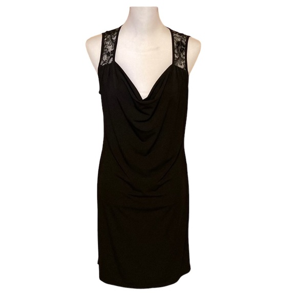 Spense | Dresses | Spense Black Classic Mini Dress With Lace Shoulders ...